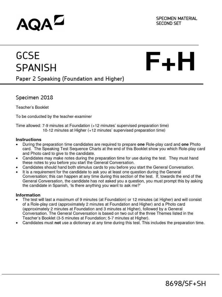 GCSE Spanish Speaking Guide | PDF | Human Communication