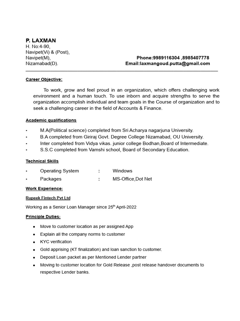 Laxman Resume 2023 | PDF | Banks | Business