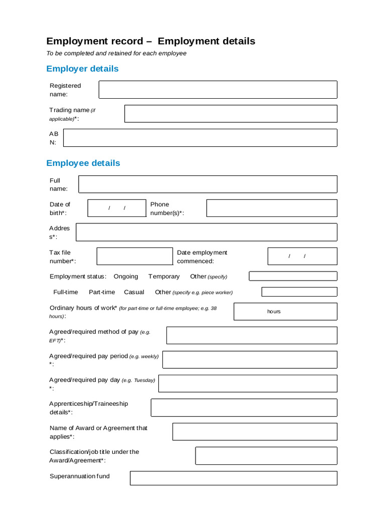 Employee Record Template and Guidelines | PDF | Employment | Pension