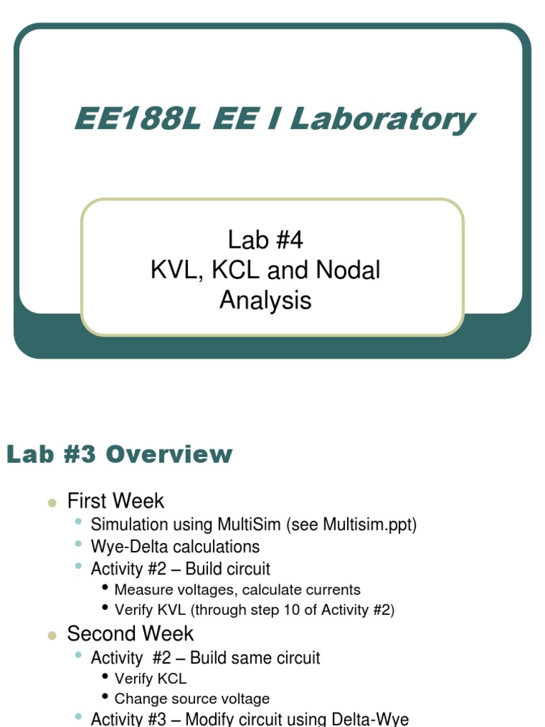 KVL, KCL, Nodal Analysis Lab Guide | PDF