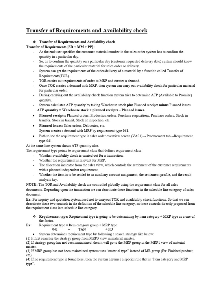 41.transfer of Requirements and Availability Check | PDF | Computing
