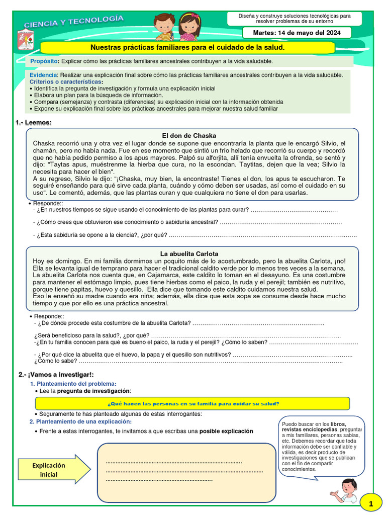 Practica Martes 14 Ciencia y Tec | PDF | Bienestar
