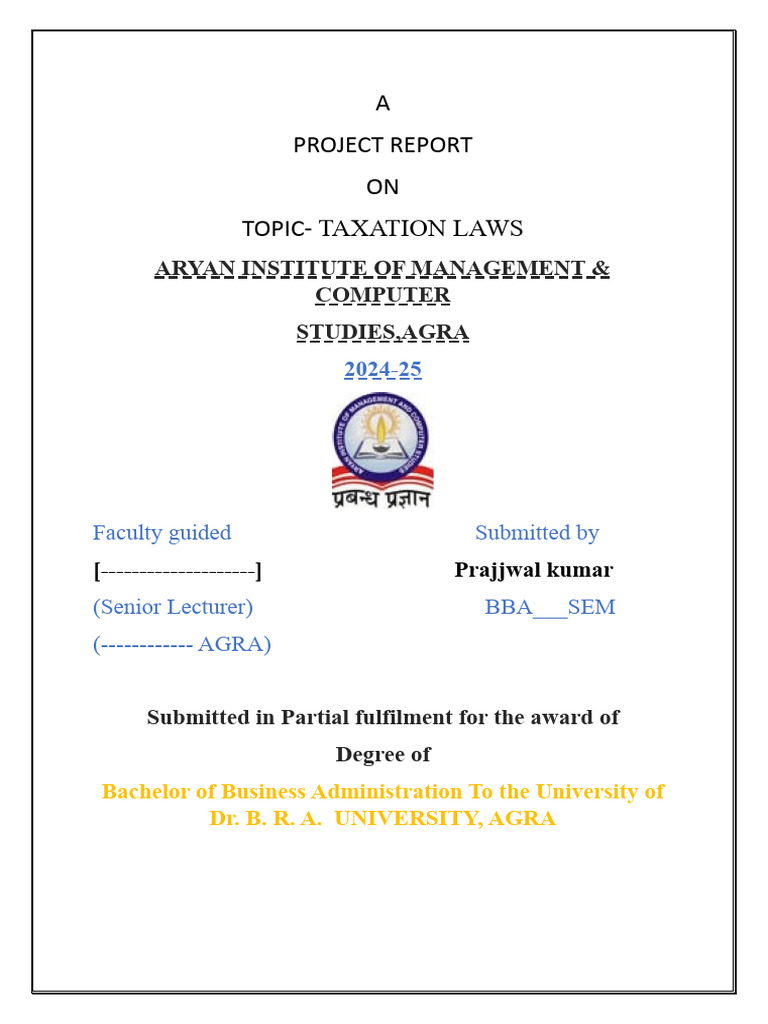 Taxation Laws Project Report 2024-25 | PDF