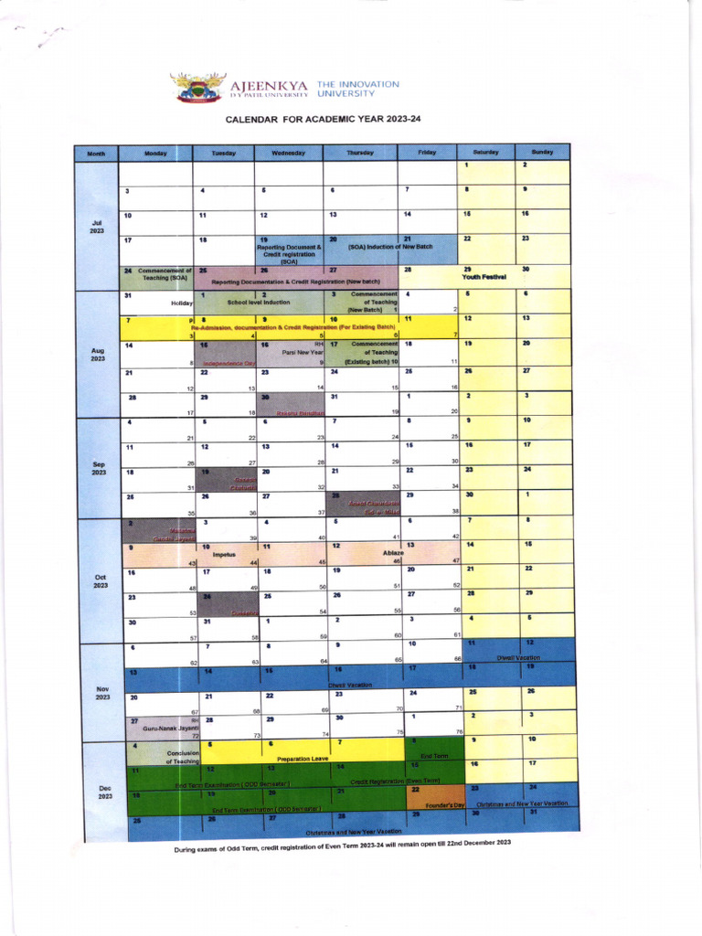 2023-24 Academic Calendar | PDF