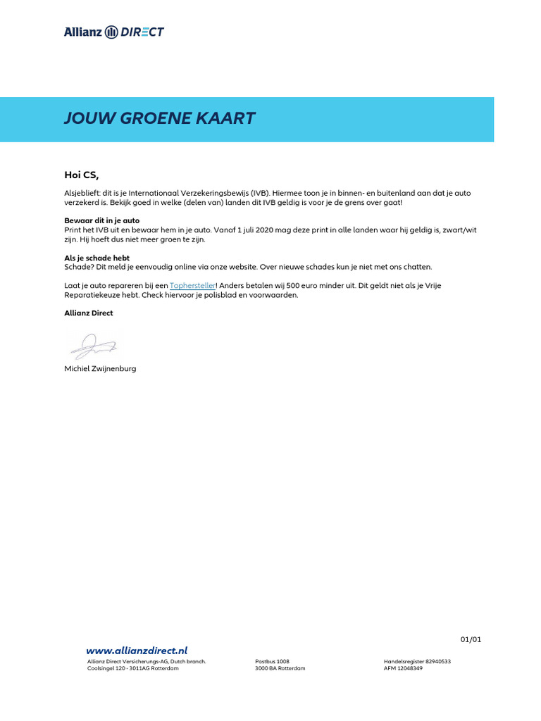 Groene Kaart Auto DN113756588 | PDF