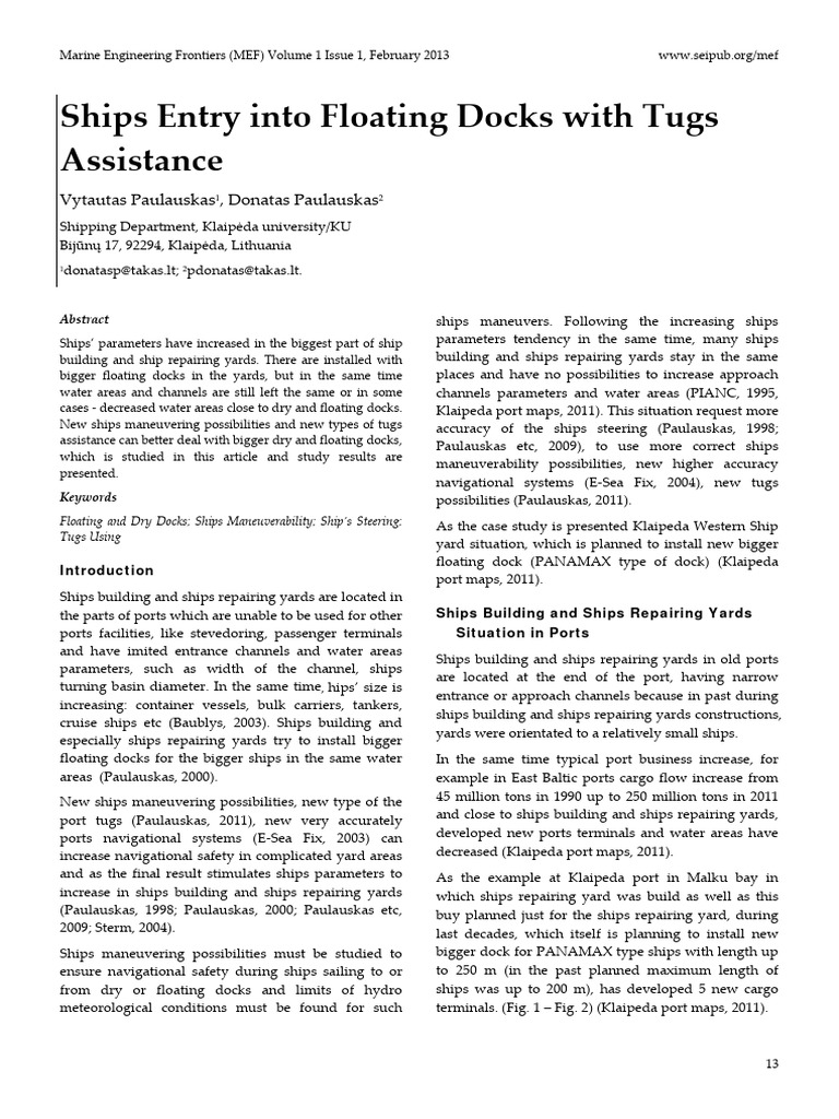 Ships_Entry_into_Floating_Docks_with_Tug | PDF | Ships | Tugboat