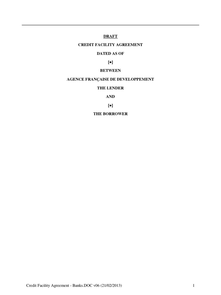 Credit Facility Agreement Template | Download Free PDF | Interest ...