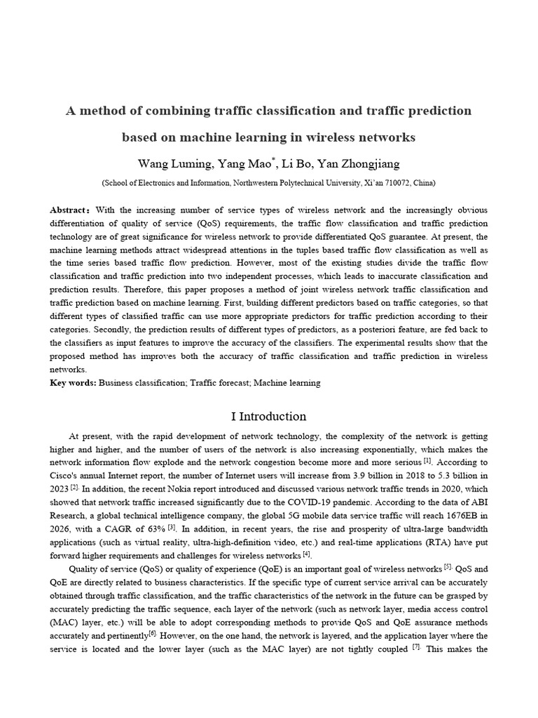A Method of Combining Traffic Classification and Traffic Prediction Based On Machine Learning in ...