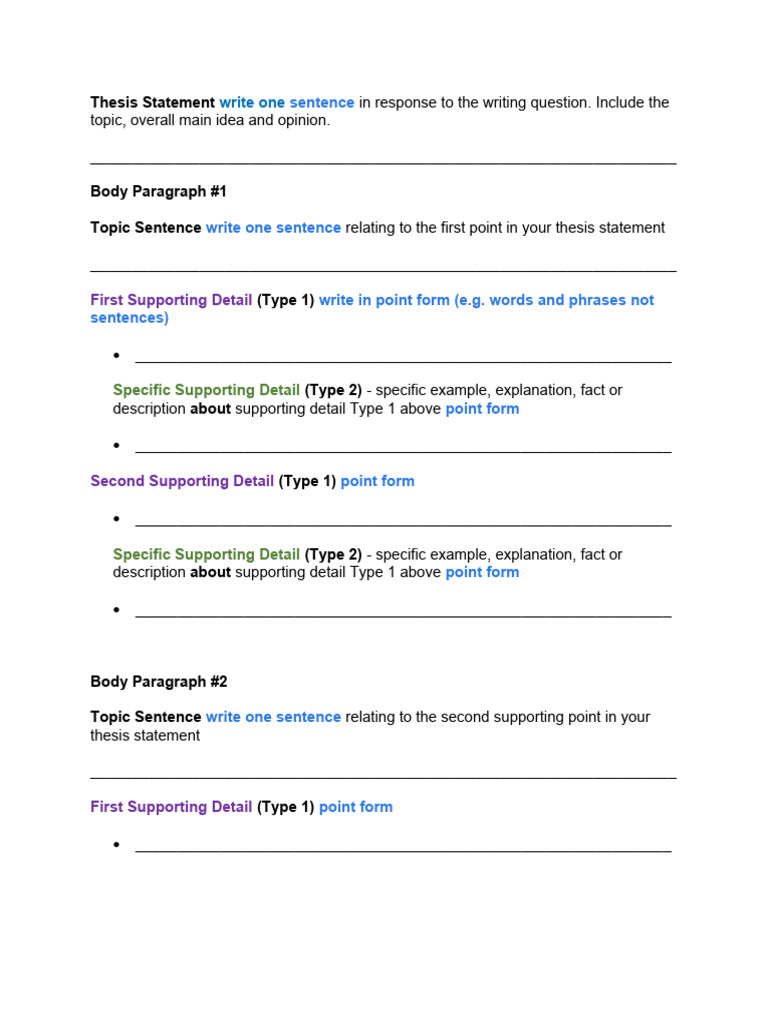 Thesis Statement and Essay Structure Guide | PDF | Sentence ...