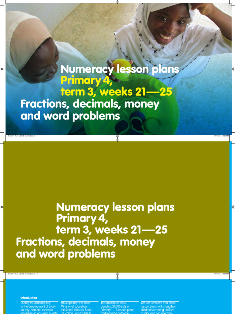 Kano Numeracy Primary 4 Weeks 21 25 Term 3 Lesson Plan | PDF