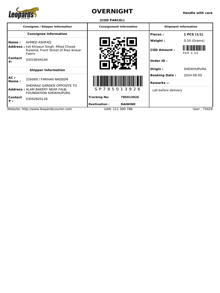 Overnight COD Parcel Shipment Details | PDF | Service Industries ...