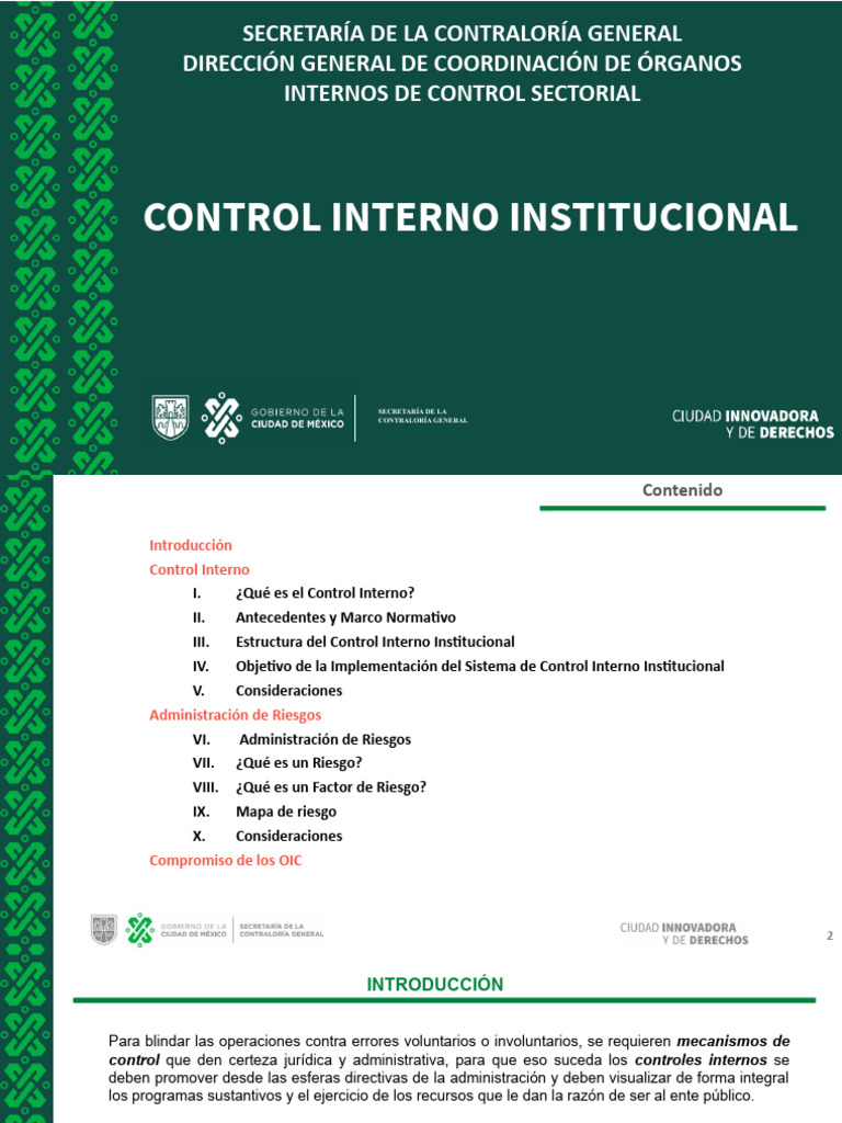 Presentación Control Interno | PDF | Riesgo | Auditoría