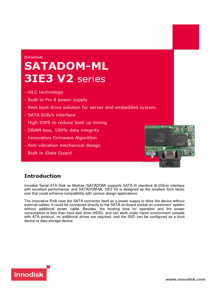 SATADOM-ML 3IE3 V2 Datasheet | PDF | Solid State Drive | Manufactured Goods