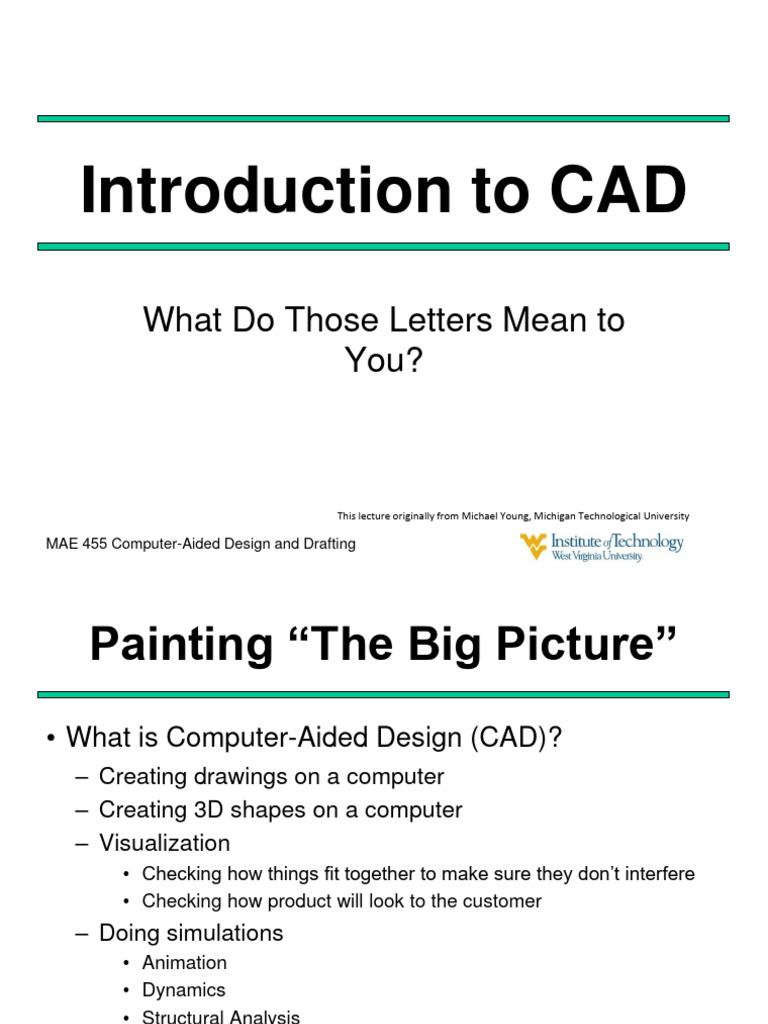 Lecture 1 Cad Intro Pdf Computer Aided Design Computing 2817