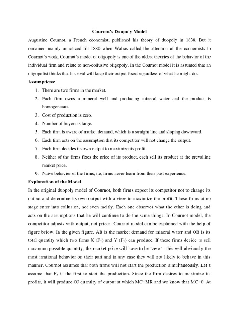 Cournot Model | Download Free PDF | Oligopoly | Profit (Economics)