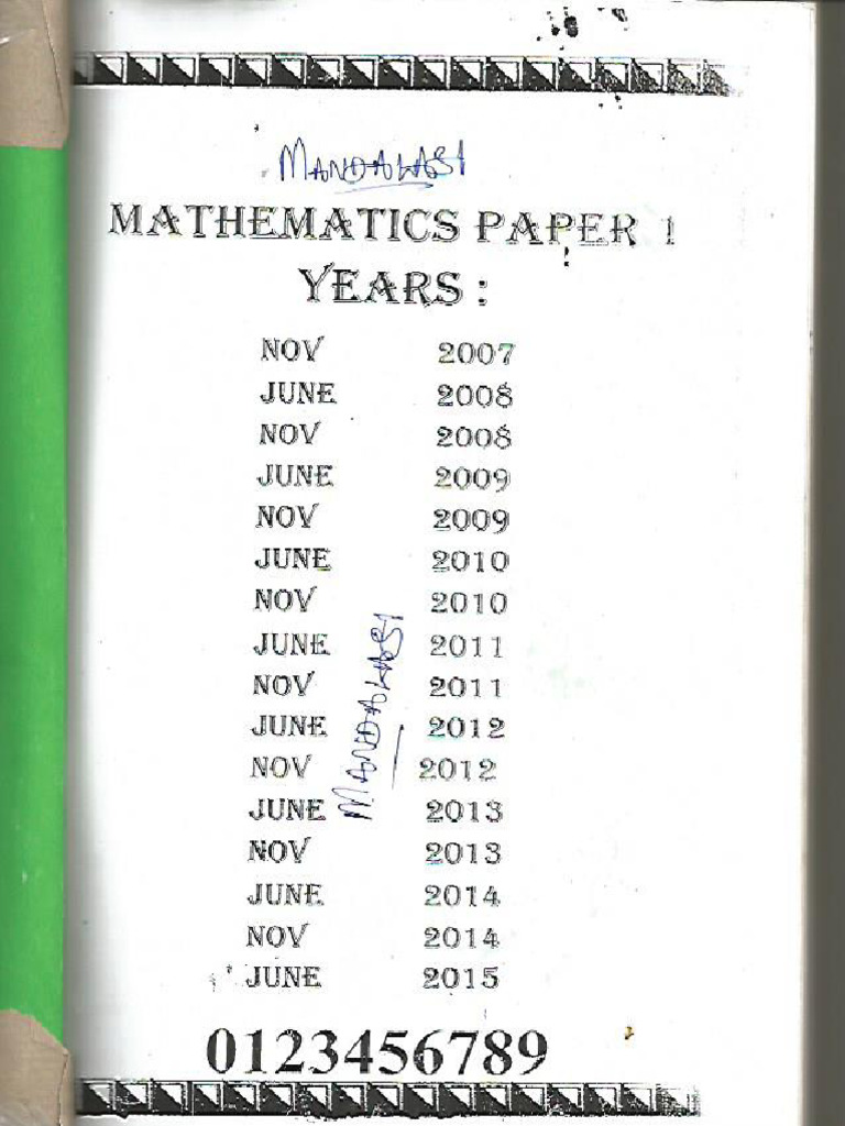 Maths Paper 1 Greenbook 2007-15 | PDF