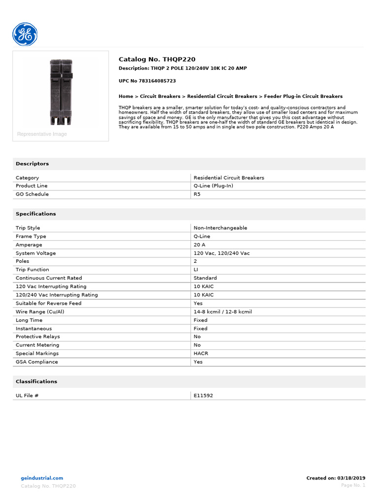 T Productos thqp220 Ge 868856 | PDF | Alternating Current | Electrical ...