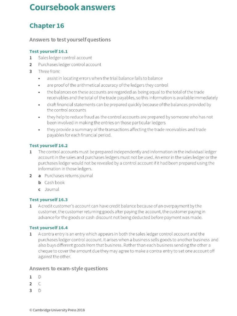 CH 16 Control Accounts Ans | PDF