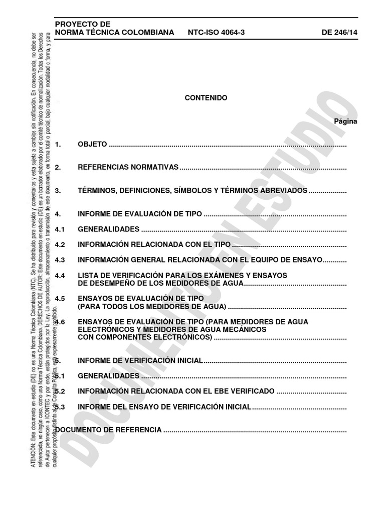 Proyecto de Norma Técnica Colombiana NTC-ISO 4064-3 DE 246/14 | PDF ...