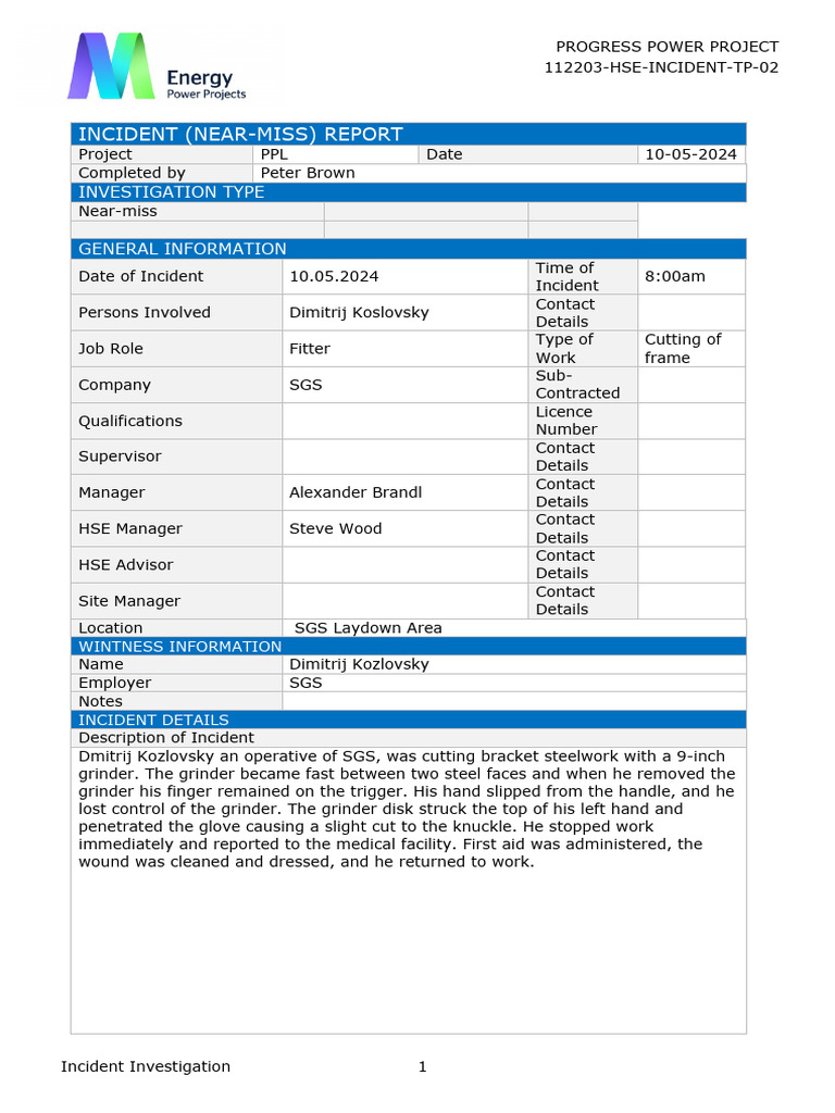 112203-Hse-Rec-Incident Report-Tp-01 - 01 - 020823 (10-05-2024) | PDF