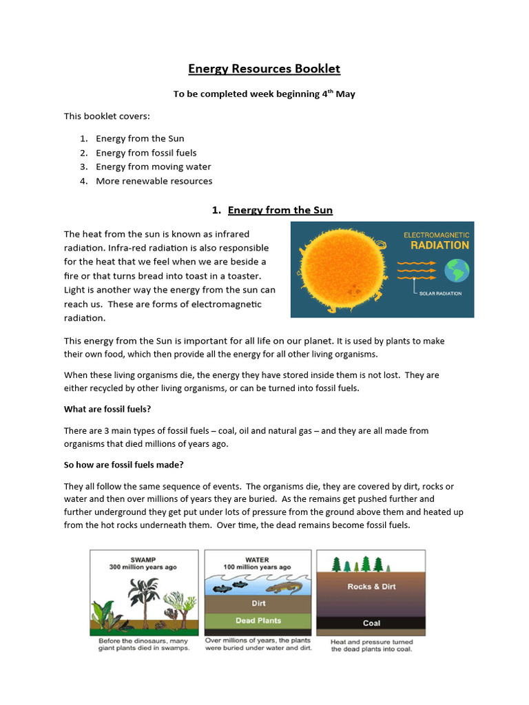 Energy Resources Booklet | PDF | Power Station | Renewable Energy