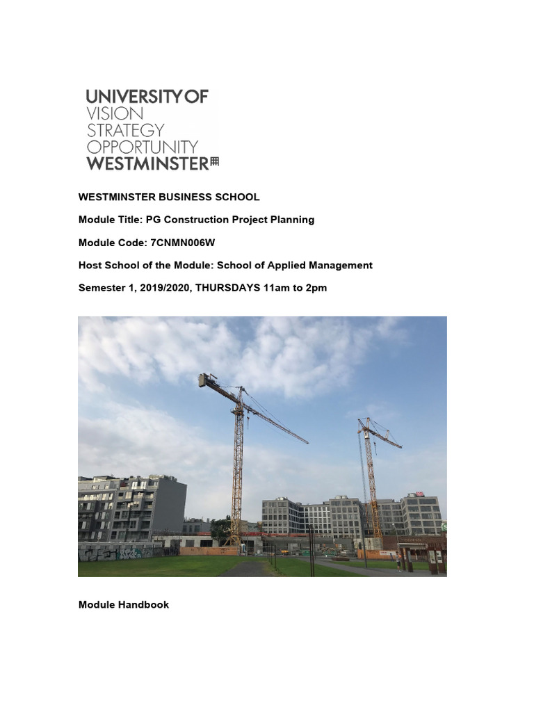 7CNMN006W Construction Project Planning 201920 SEM1.pdf - 76057 - 1 ...
