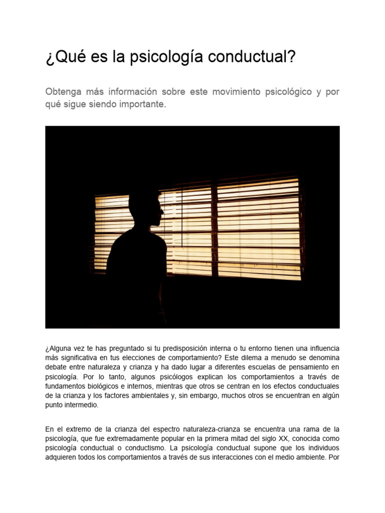 ¿Qué Es La Psicología Conductual | PDF | Behaviorismo | Comportamiento