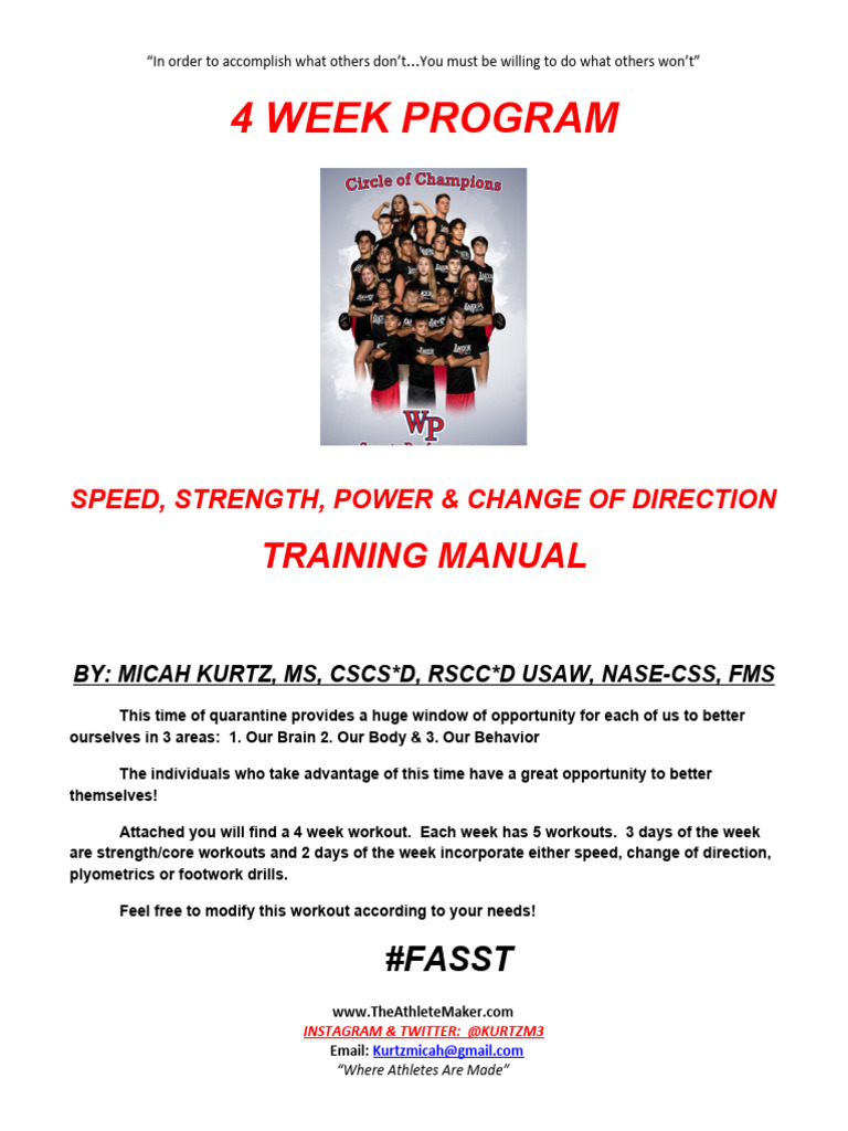4-Week Speed & Strength Training Plan | PDF | Foot | Physical Exercise