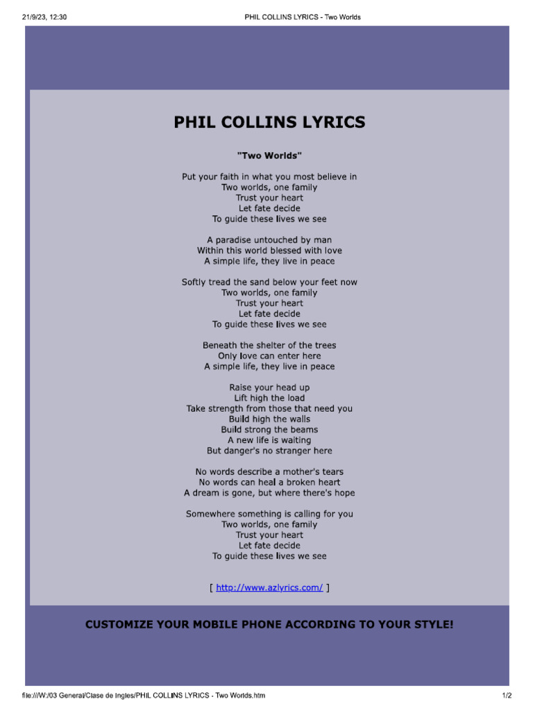 Phil Collins - Two Worlds | PDF