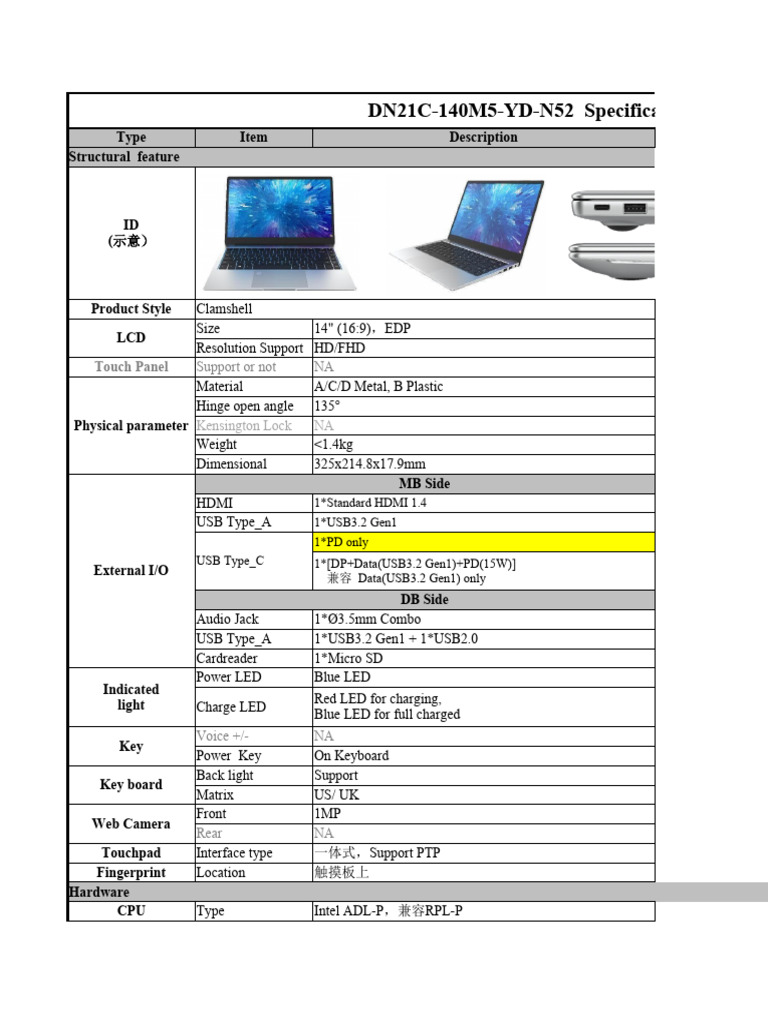 DN21C-140M5-YD-N52 Specification: Type Item Description Structural Feature | PDF | Film And ...