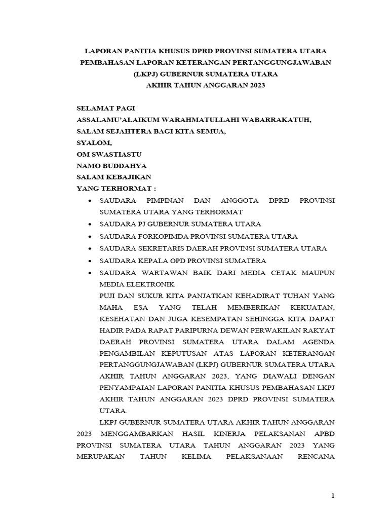 Final - PEMBUKAAN DAN ANALISA LKPJ 2023 | PDF | Bisnis | Pengelolaan Keuangan & Uang