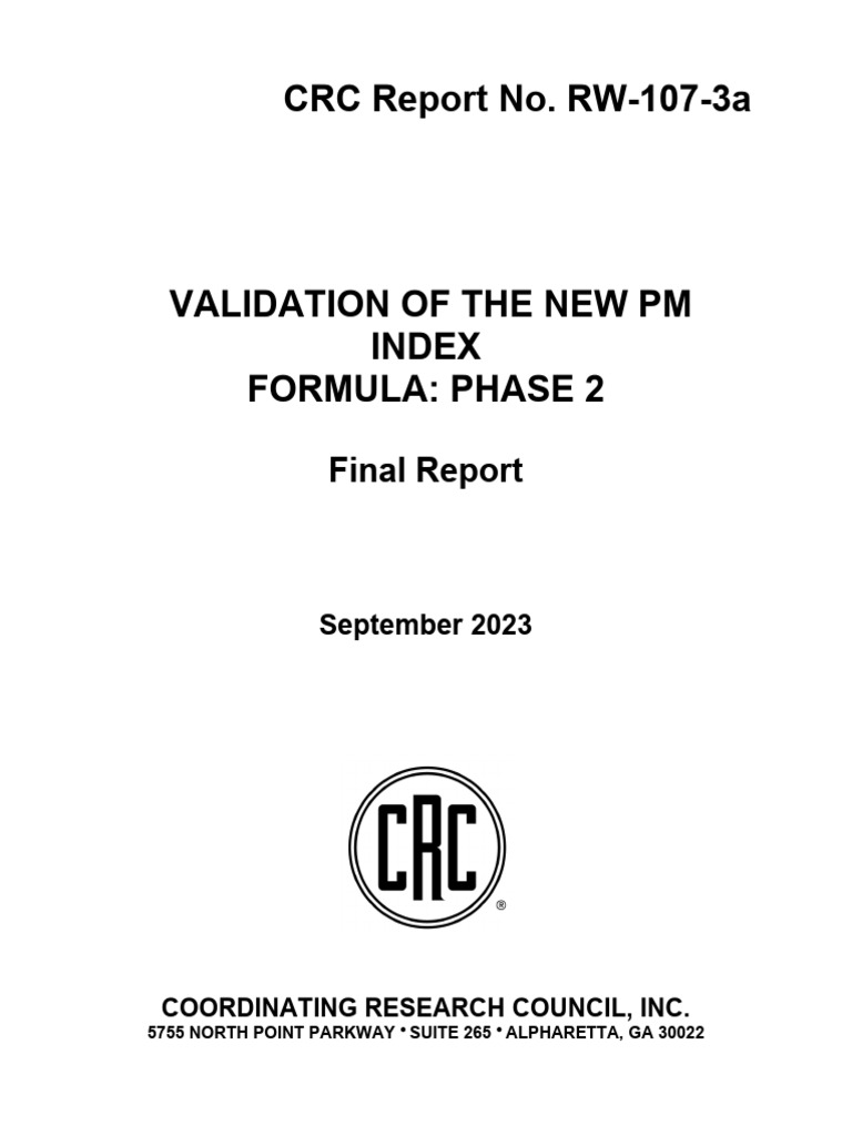 CRC RW107 3a Final Report | PDF | Gasoline | Combustion