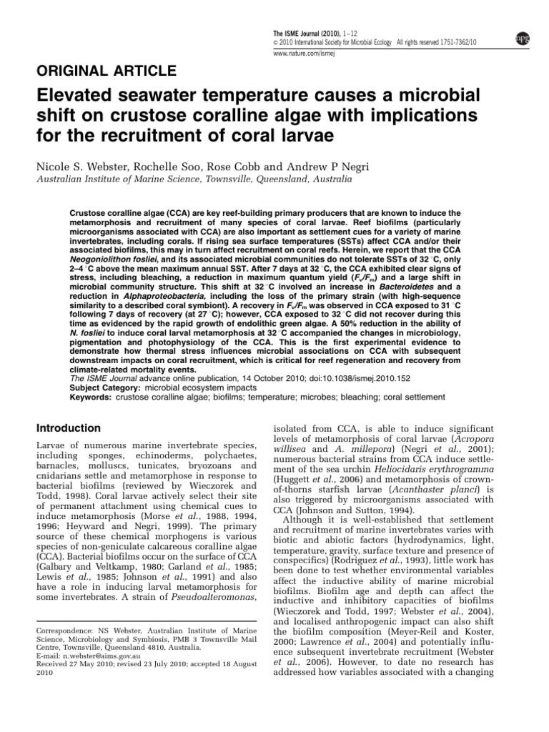 Webster 2010 | PDF | Coral | Coral Reef