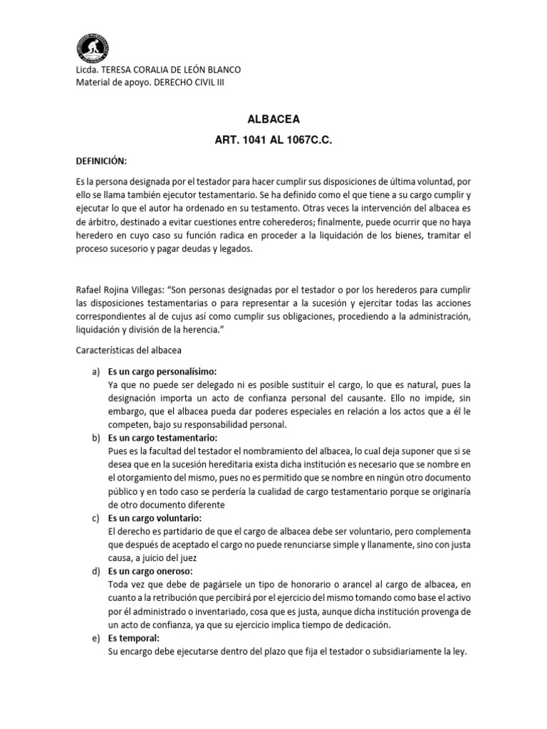 9 +albacea+testamentario | PDF | Albacea | Herencia