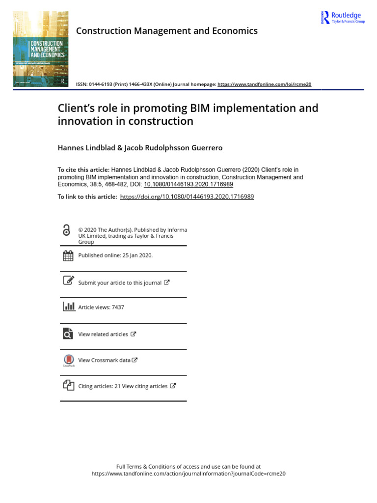 Client s role in promoting BIM implementation | PDF | Innovation | Building Information Modeling