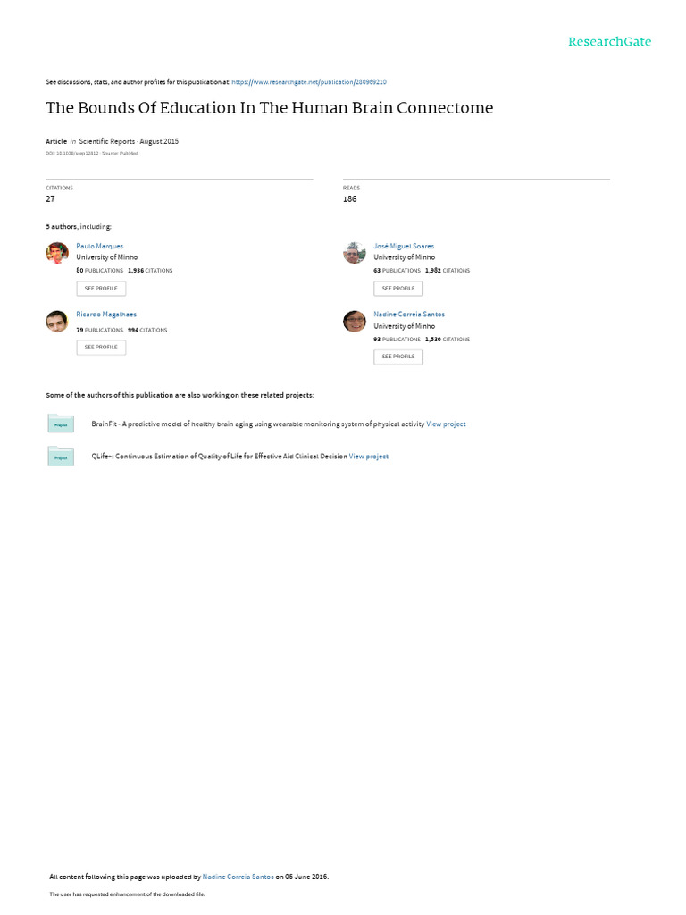 The Bounds of Education in The Human Brain Connect | PDF | Neuroscience | Cognitive Science