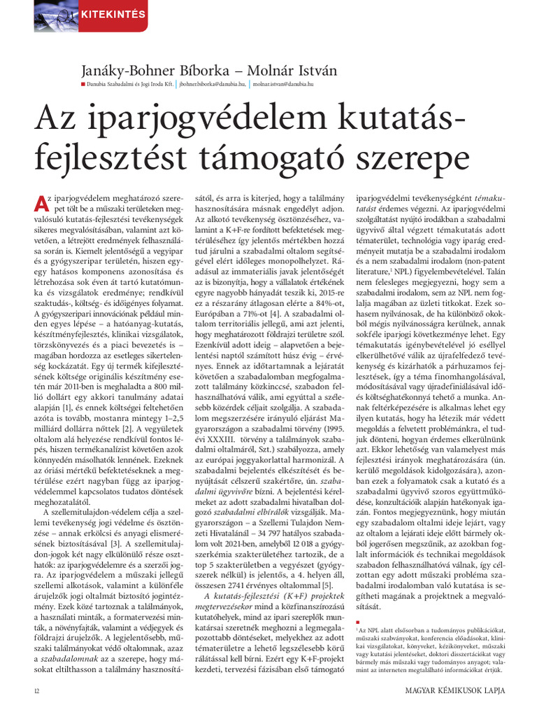 MKL 2023-Januar Janaky-BohnerB-MolnarI Iparjogvedelem | PDF