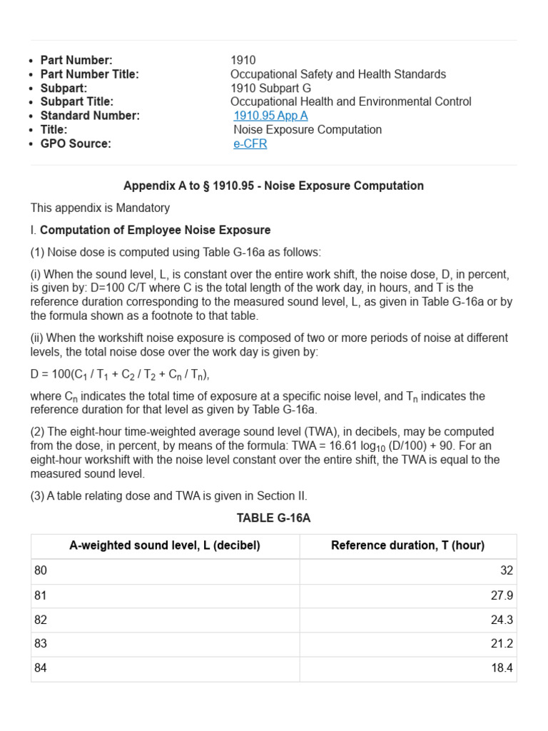 OSHA Noise Exposure Computation Guide | PDF | Noise | Occupational ...