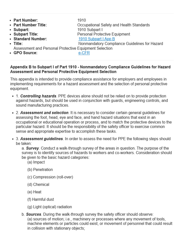 OSHA 1910 Subpart I App B - Nonmandatory Compliance Guidelines For ...
