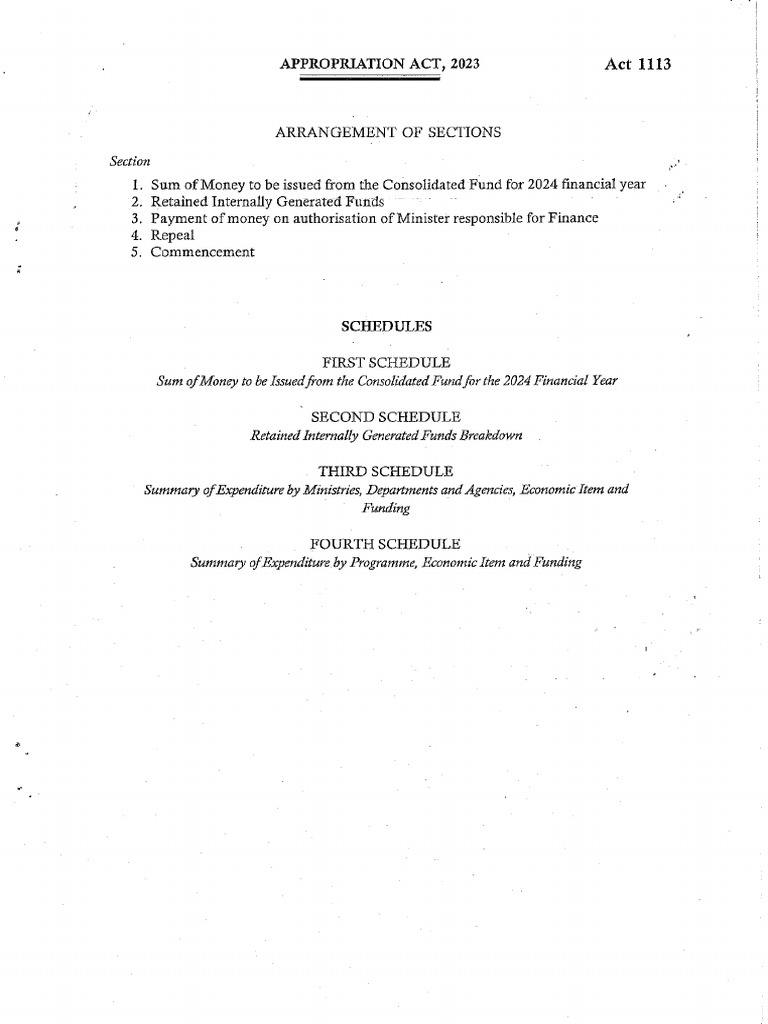 2023 Appropriation Act | PDF | Subsidy | Employment