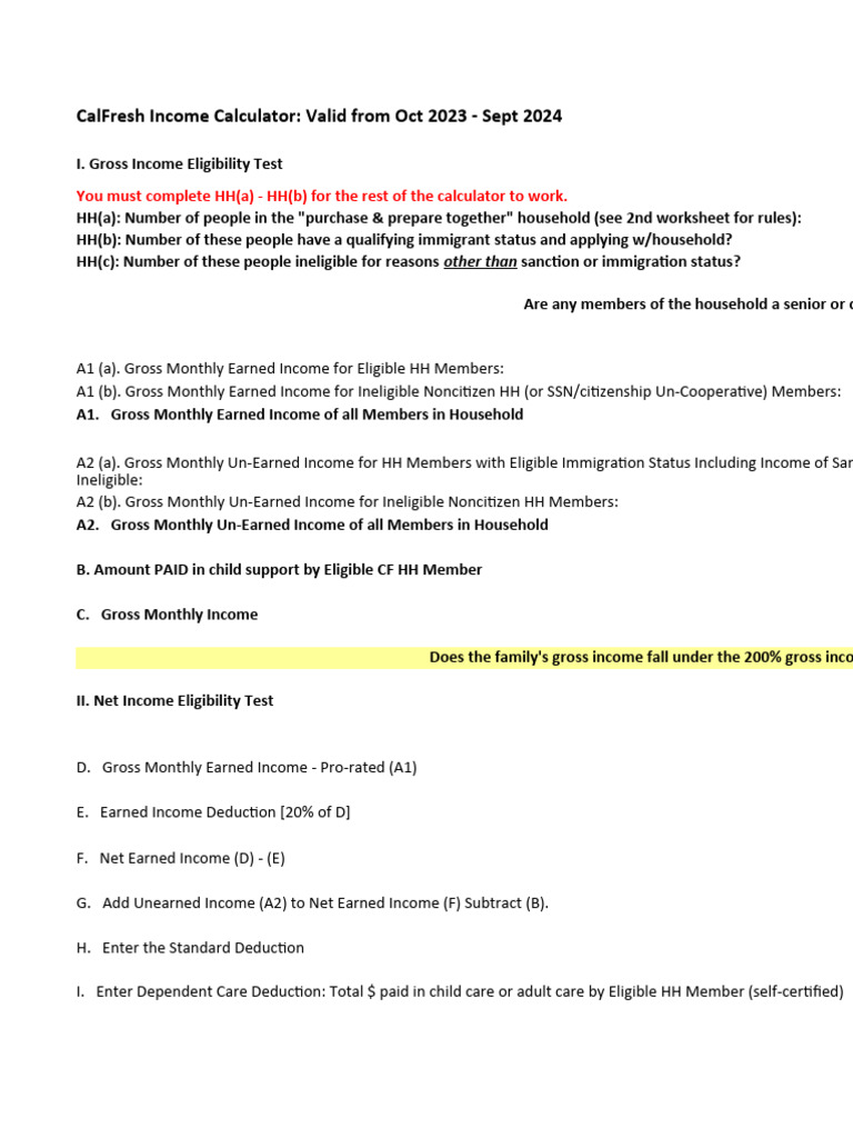 Ffy2023-24 Calfresh Calculator Draft Locked | PDF | Earned Income Tax ...