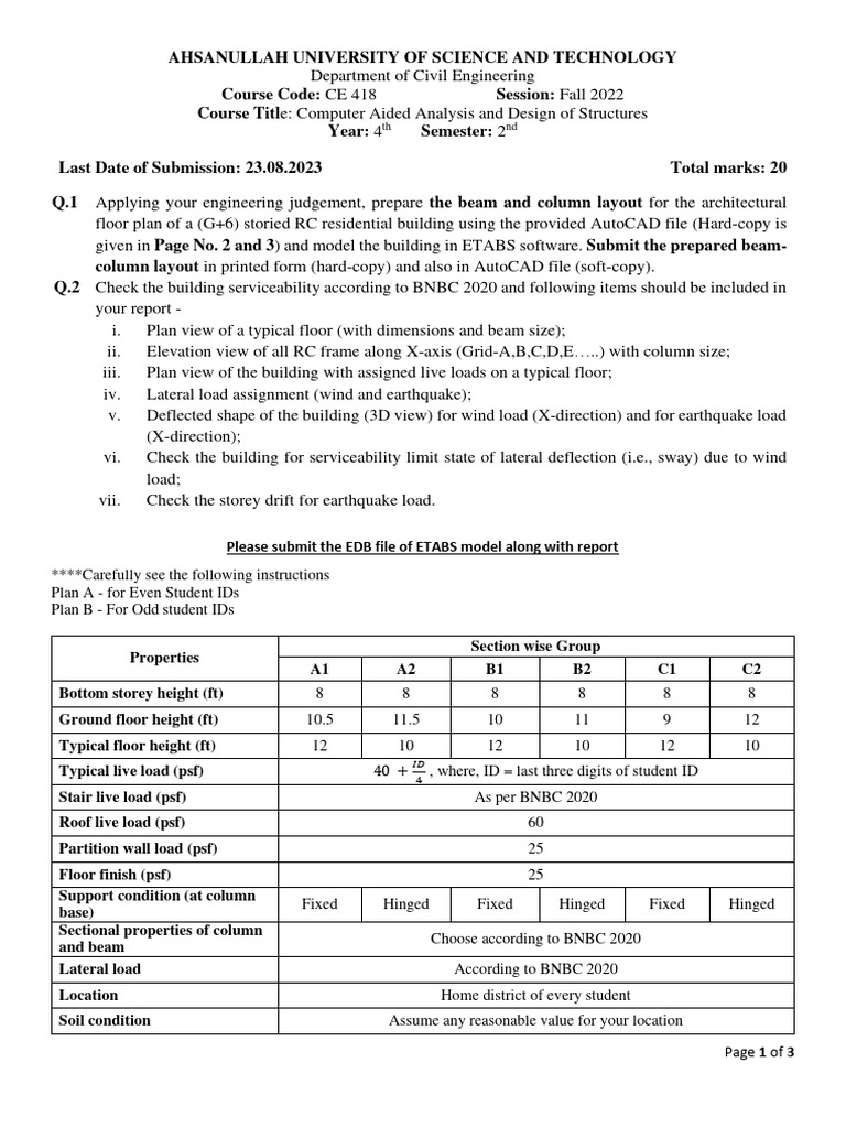 CE 418 CEP - Fall 2022 | PDF | Beam (Structure) | Column