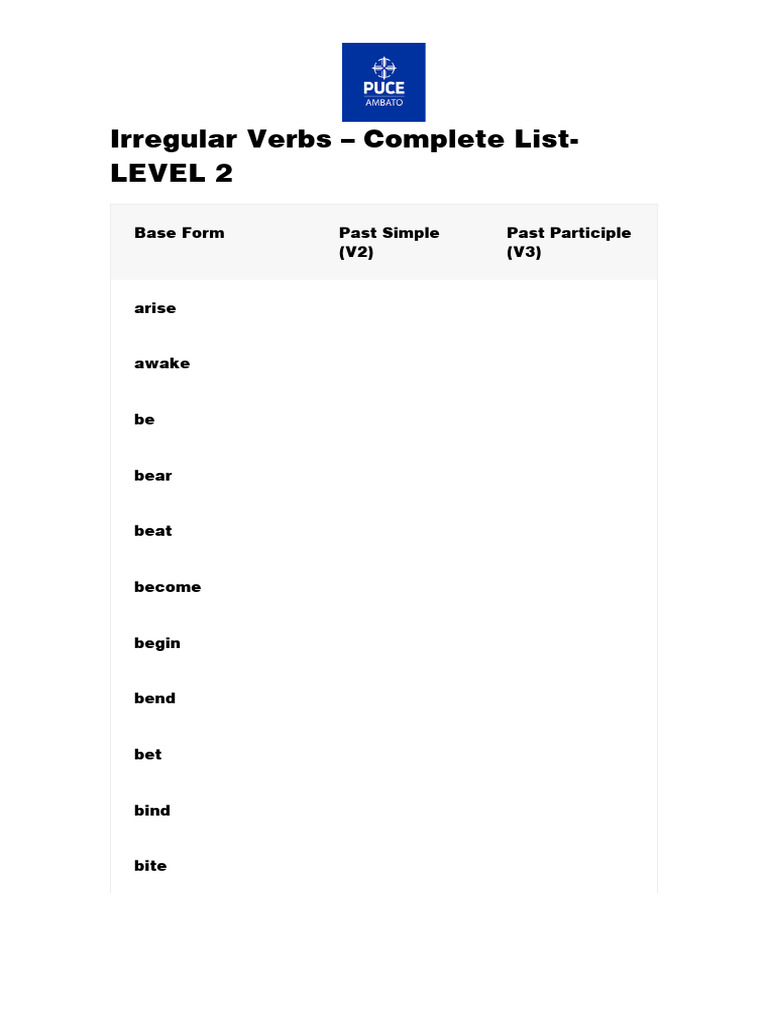 Irregular Verbs QUIZ | PDF