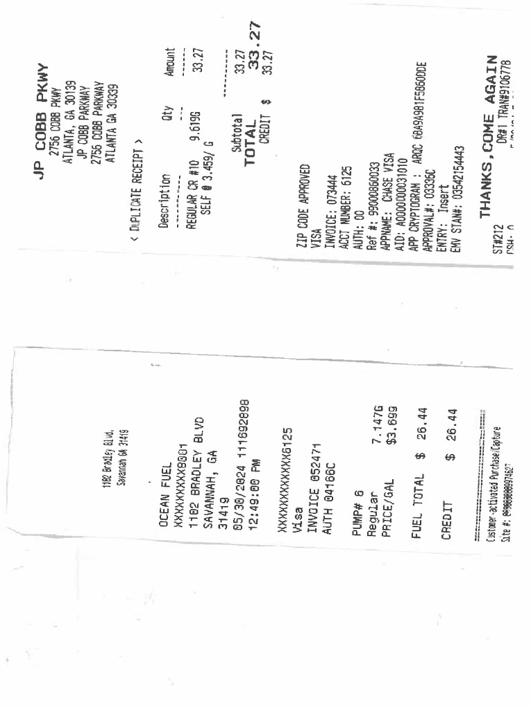 Gas Receipts May 30 | PDF