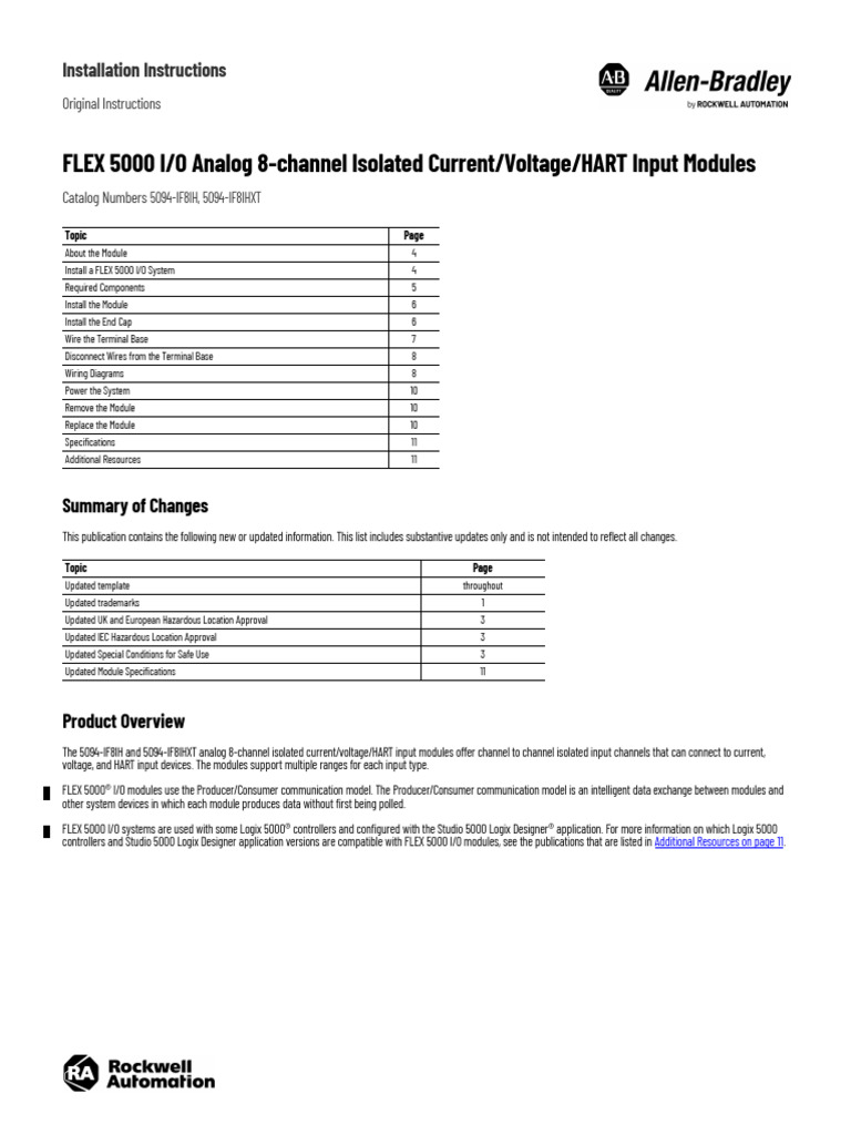 FLEX 5000 I/O Analog 8-Channel Isolated Current/Voltage/HART Input ...