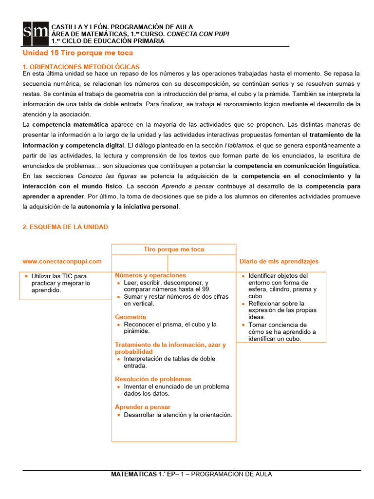 Unidad15 - Mate 1º | PDF | Aprendizaje | Educación primaria