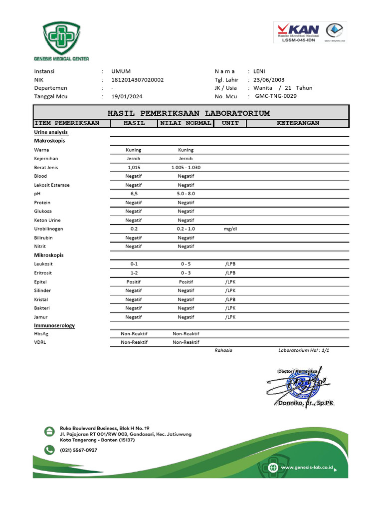 Hasil Mcu Leni | PDF
