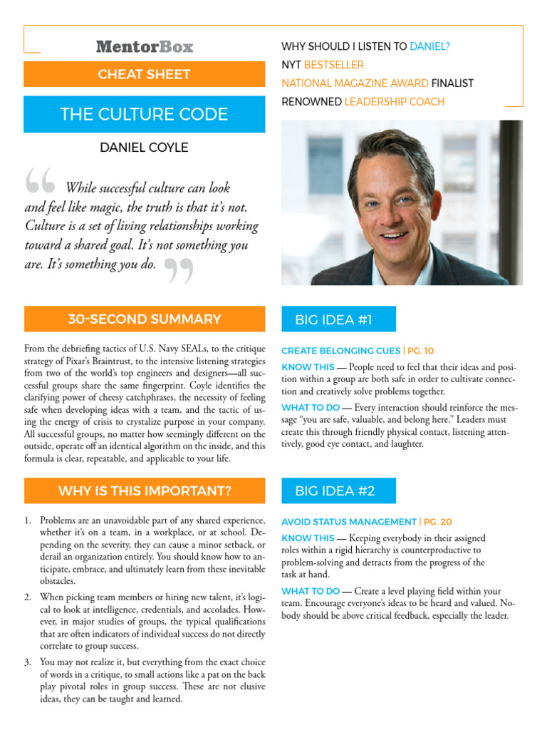 The Culture Code Insights by Daniel Coyle | PDF | Vulnerability ...