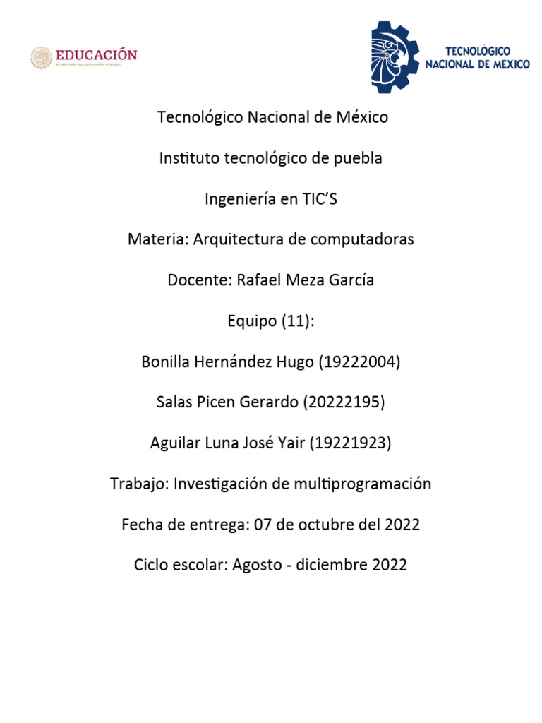 Investigación de Multiprogramación | PDF | Sistema operativo | Unidad ...