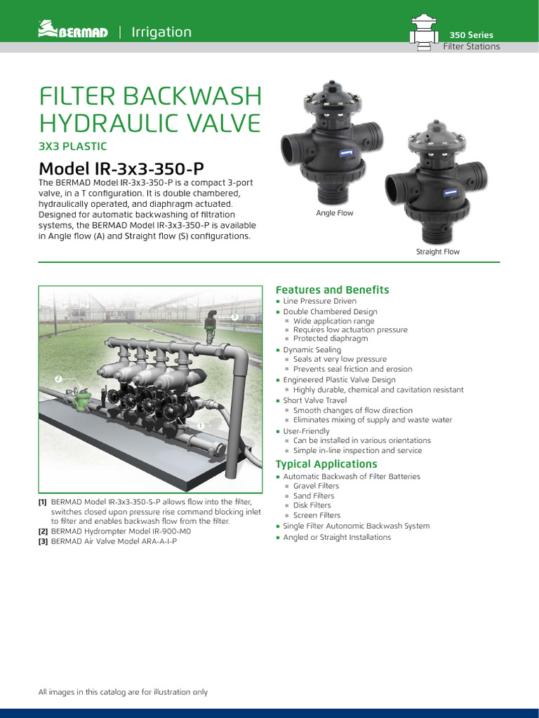 BERMAD IR-3x3-350-P Valve Overview | PDF | Valve | Filtration